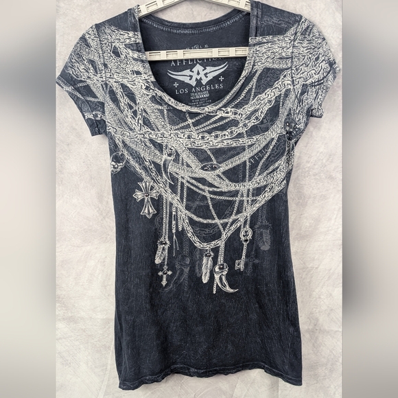 Affliction | Tops | Affliction Size Medium Y2k Tee Black With ...
